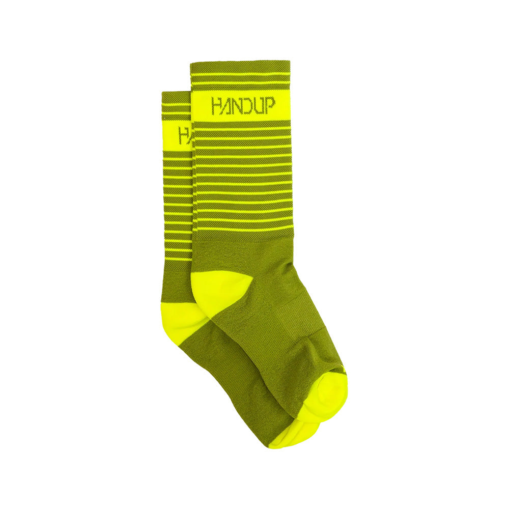 HAND UP TECH SOCK PRO LINES HI VIZ YELLOW OLIVE
